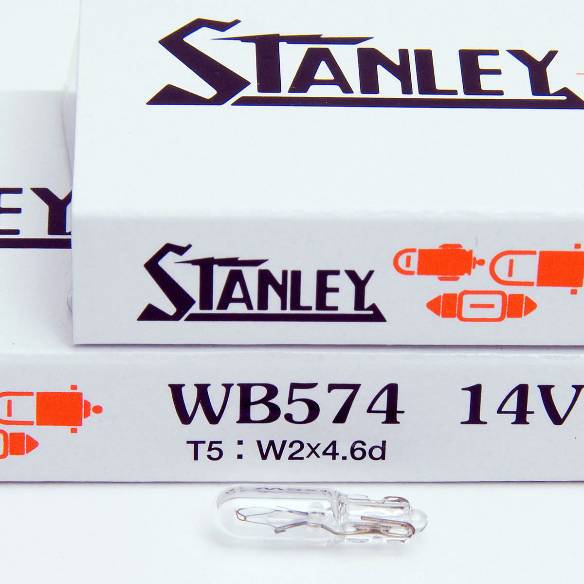 Stanley WB574 14V 1.4W T5 W2X4.6D Clear Auto Bulb, Quantity=1 Bulb ...